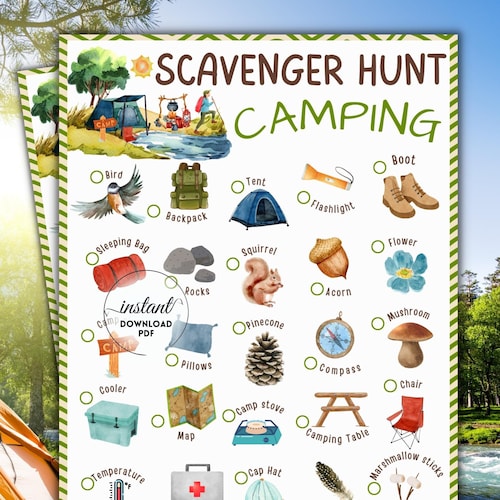 Camping Scavenger Hunt Printable Nature Scavenger Hunt - Etsy