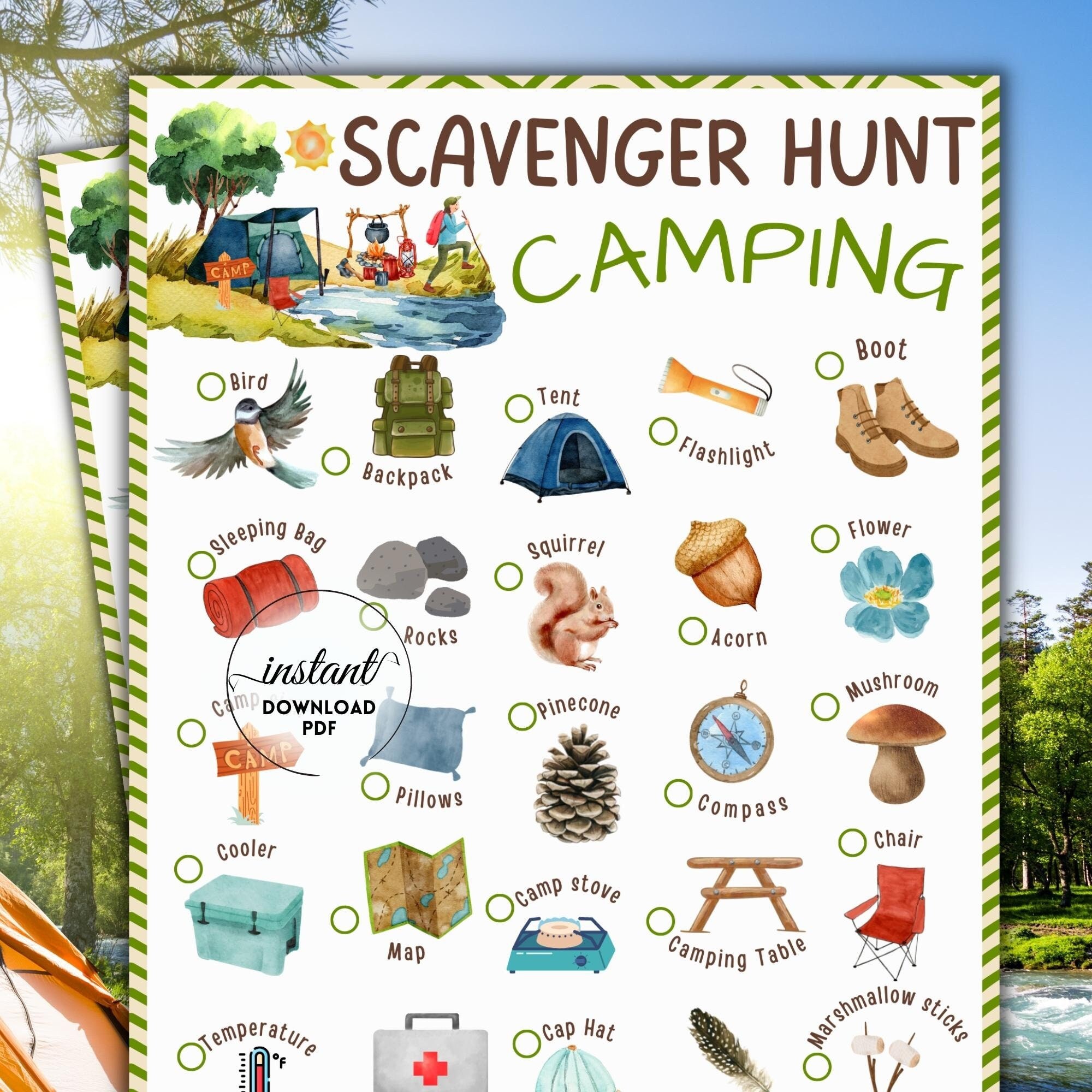 Camping Scavenger Hunt, Nature Treasure Hunt (printable PDF) - Etsy UK