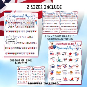 Memorial Day Games, 10 Pack Games, Printable Memorial Day, Game for ...