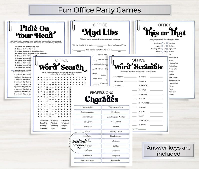 Printable Office Games Bundle: 50 Team Building Activities (PDF ...