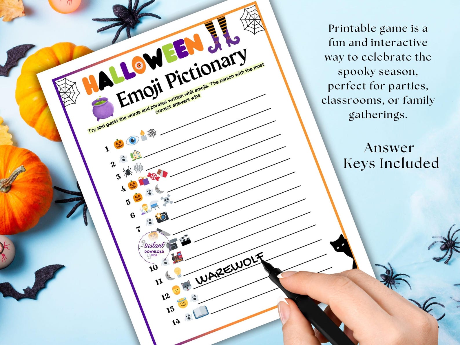 Halloween Emoji Pictionary Printable Game, Halloween Party Games ...