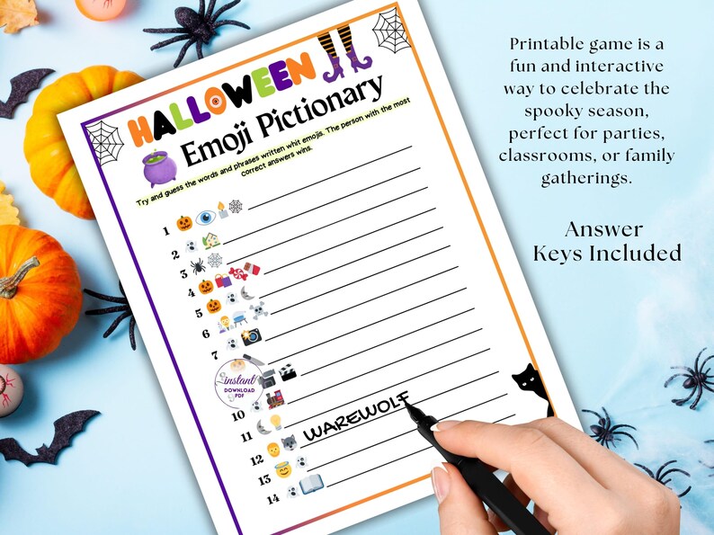 Halloween Emoji Pictionary Printable Game, Halloween Party Games ...