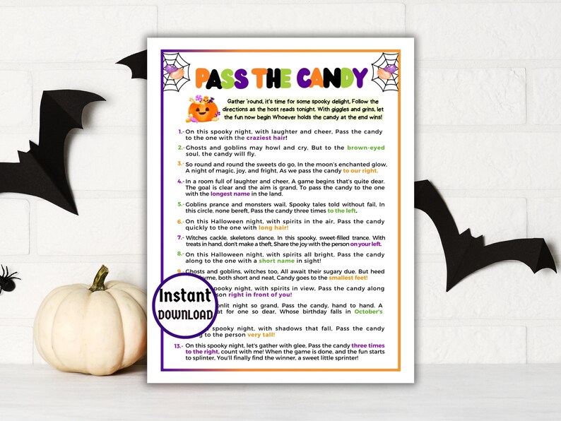 Halloween Pass the Candy Game,pass Prize Rhyme Game, Easy Fun Halloween ...