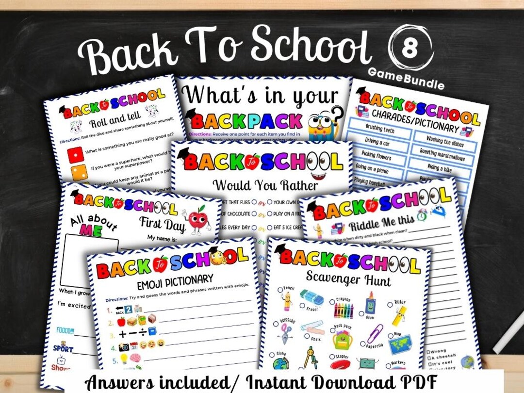 Back to School 8 Game BUNDLE, First Day of School Activities, Games for ...