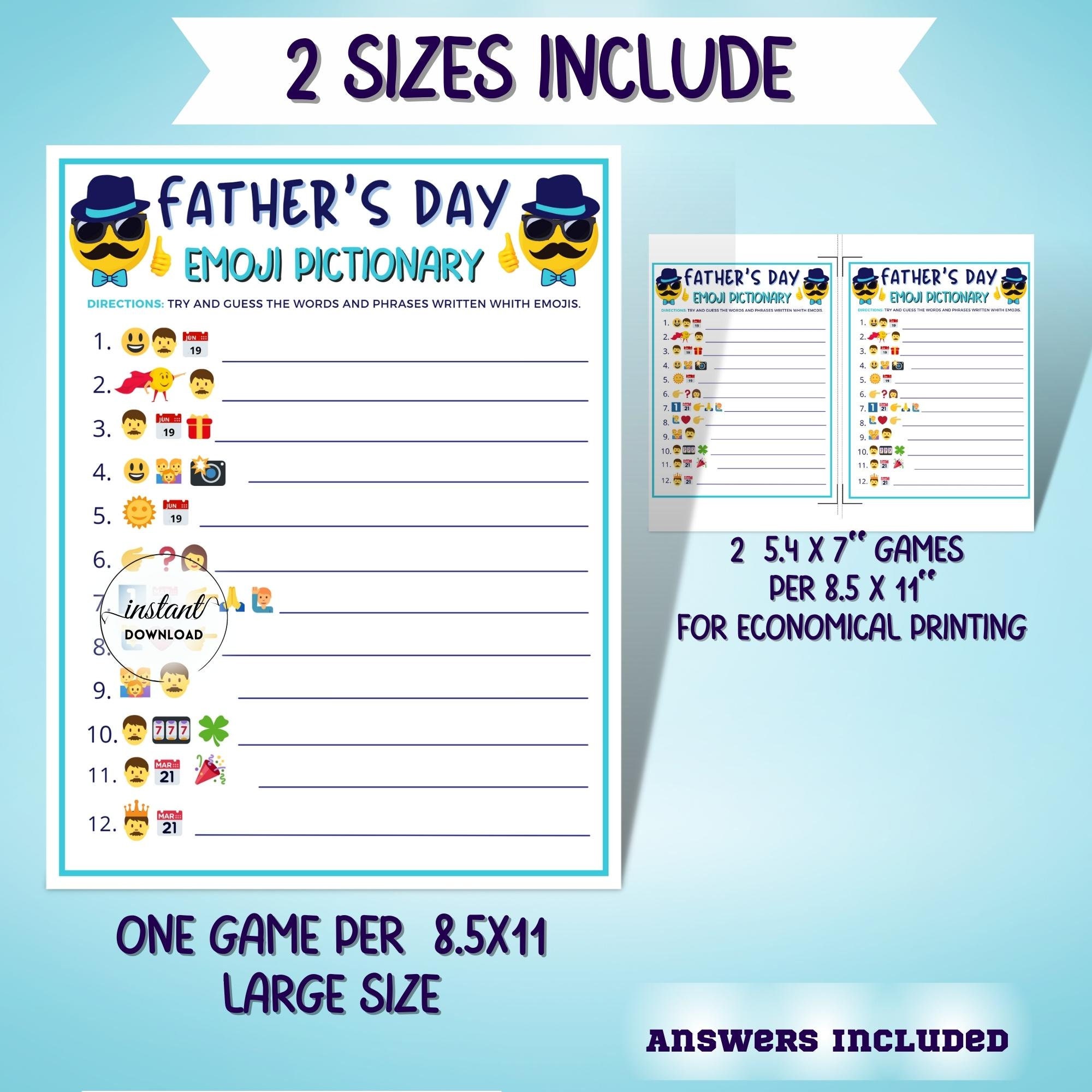 Father's Day Emoji Pictionary Game, Party Games, Emoji Trivia, Father's ...