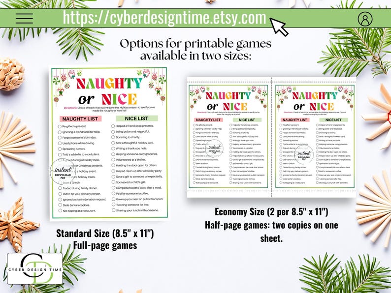 Naughty or Nice Christmas Game, Adult Holiday Party (PDF Download) - Etsy