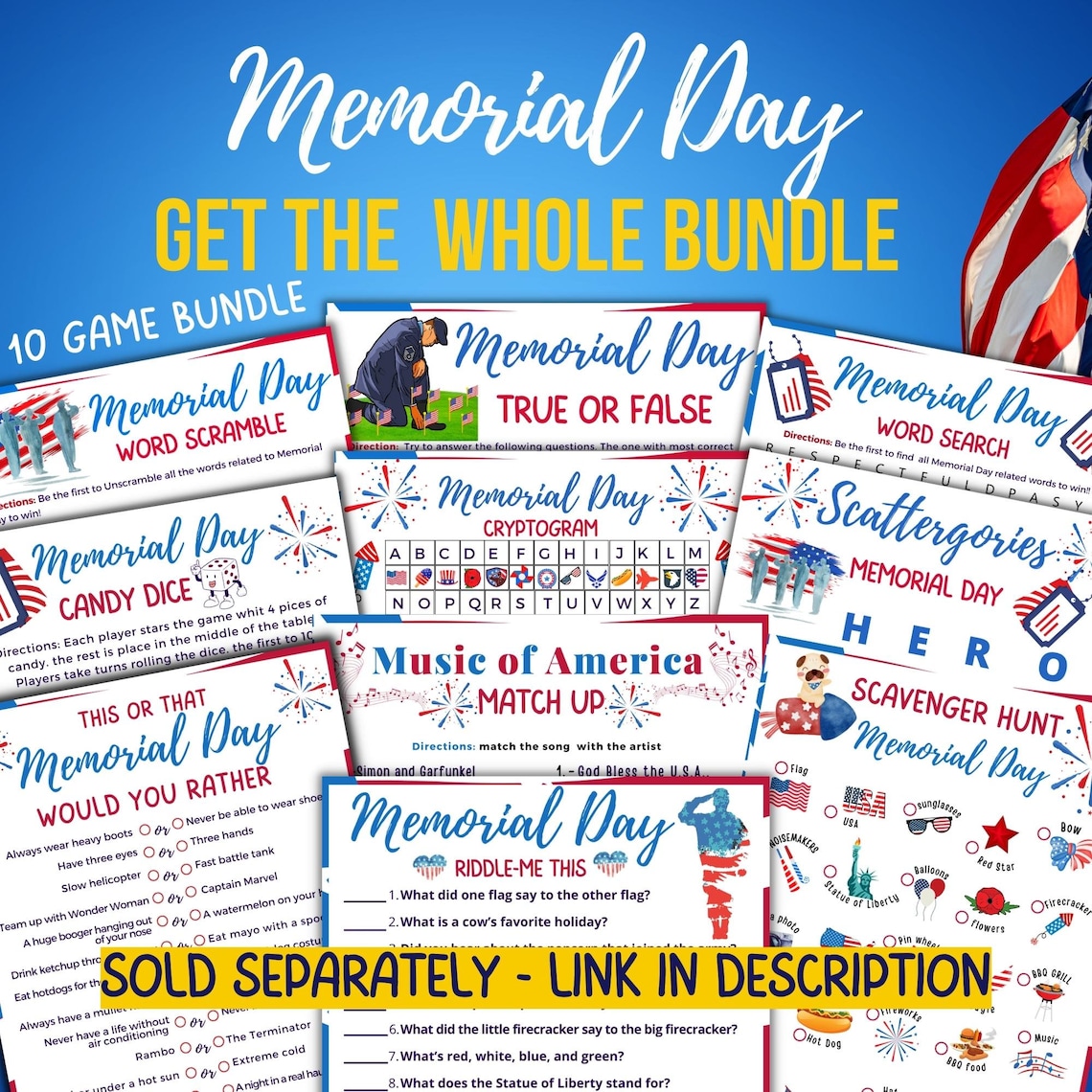 Memorial Day Cryptogram, Printable Memorial Day, Printable Family Game ...
