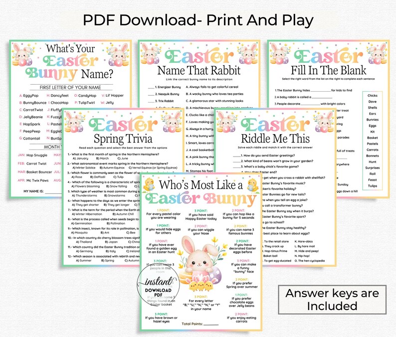 Easter Games MEGA Bundle: 65 Super Fun Printable Party Activities and ...