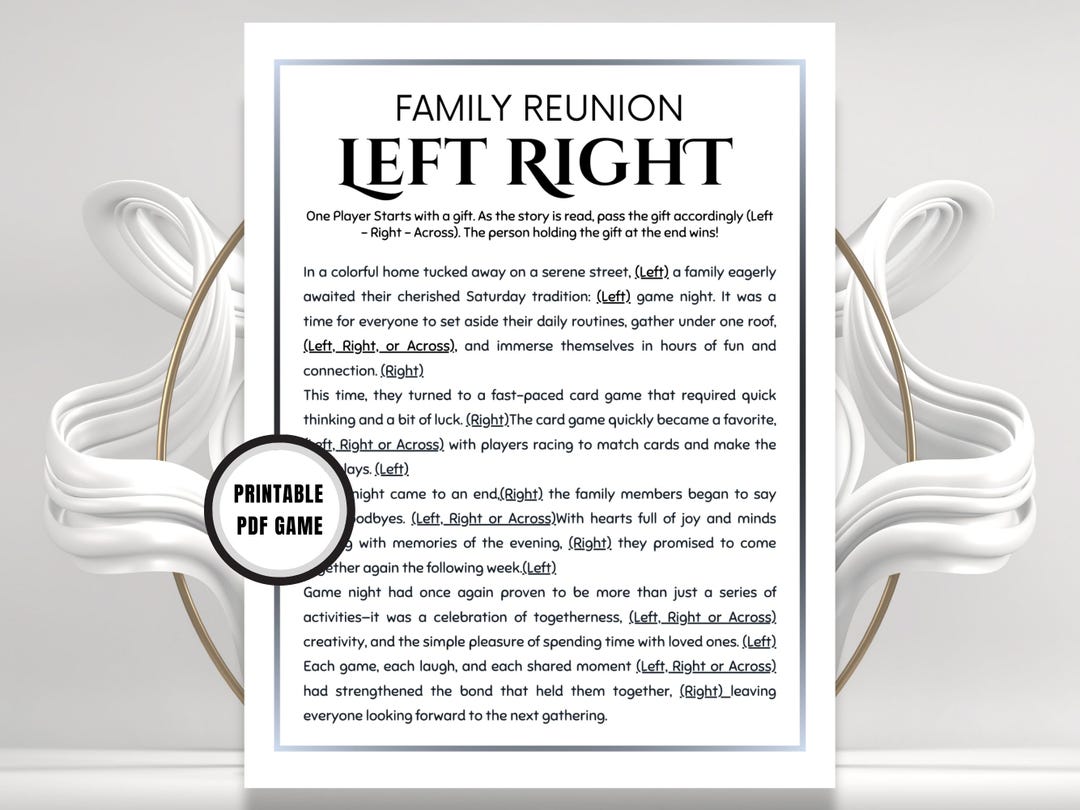 Family Reunion Left Right Game Printable, Family Reunion Game, Left ...