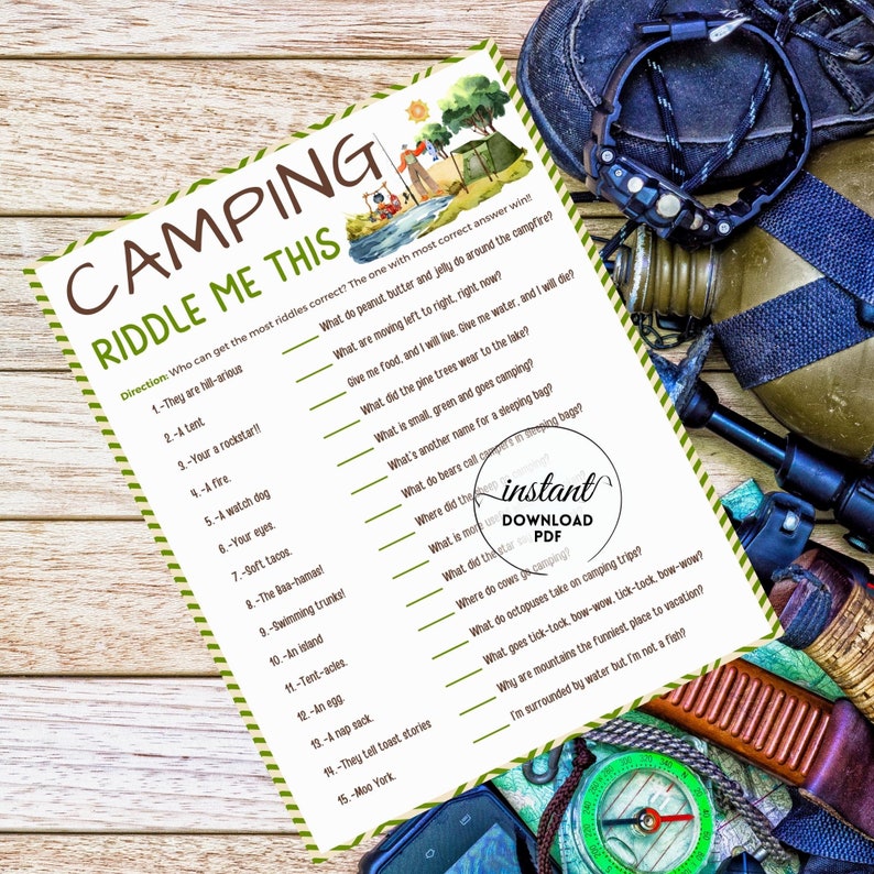 Riddle Game, Camping Activities for Kids & Adults, Fun Camping Game ...