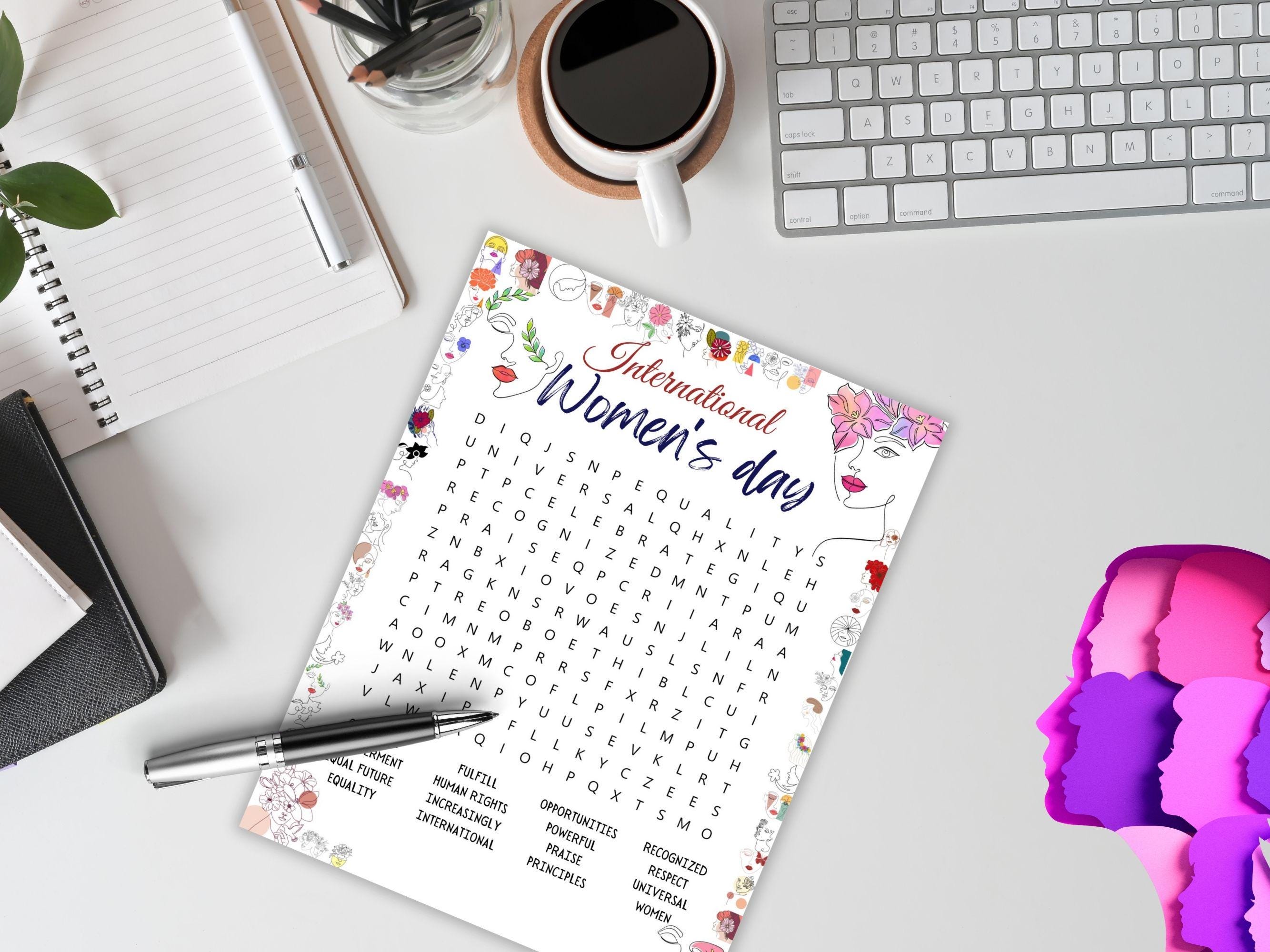 International Women's Day Word Search Game (PDF Printable) - Etsy