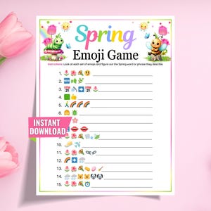 Spring Emoji Game: Printable Party Activity, Icebreaker Pictionary ...