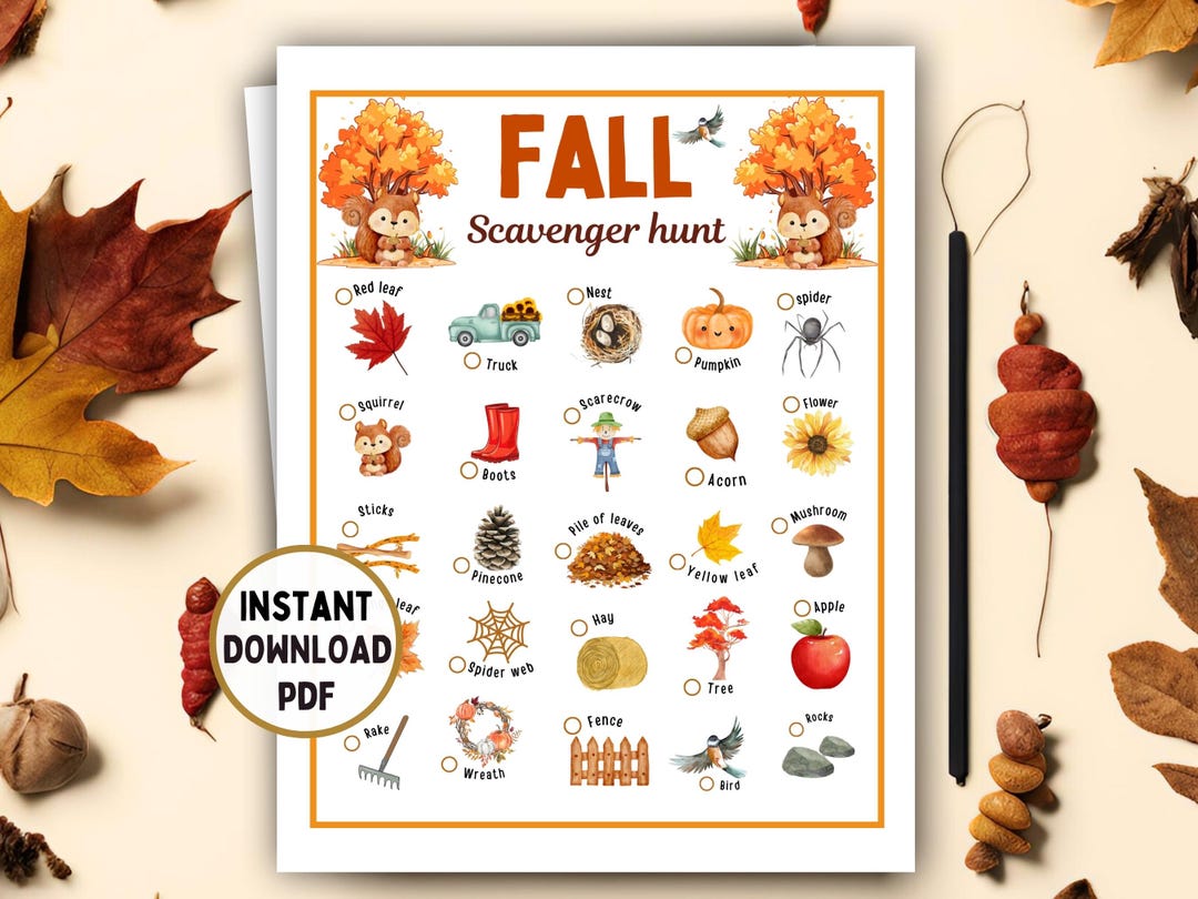 Fall Scavenger Hunt: Nature Activity Game (PDF) - Etsy