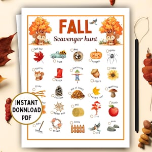 Fall Scavenger Hunt: Nature Activity Game (PDF) - Etsy
