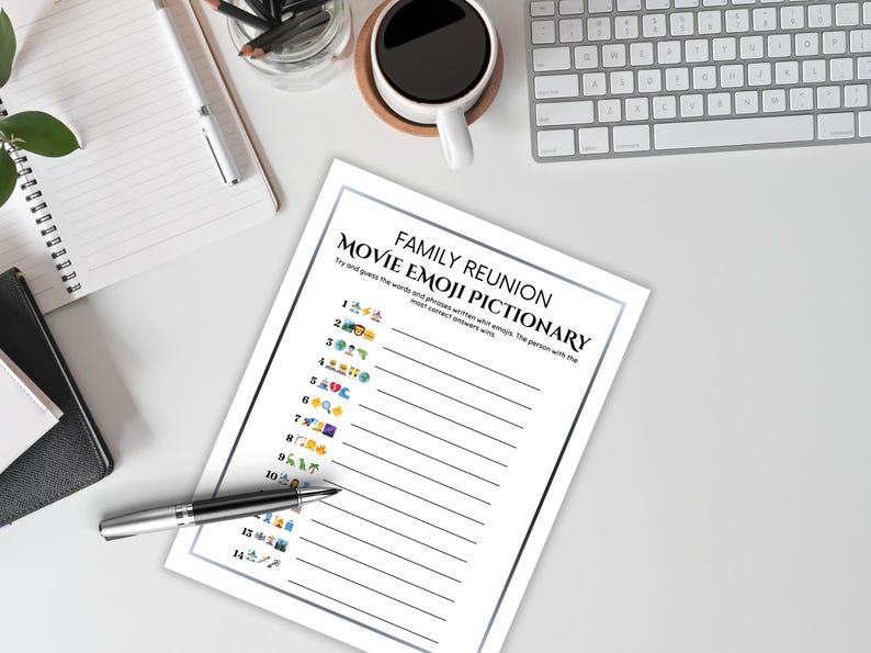 Family Emoji Pictionary Game, Printable Activities for Family Reunions ...