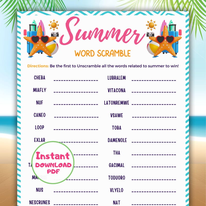 Summer Printable Games - Etsy