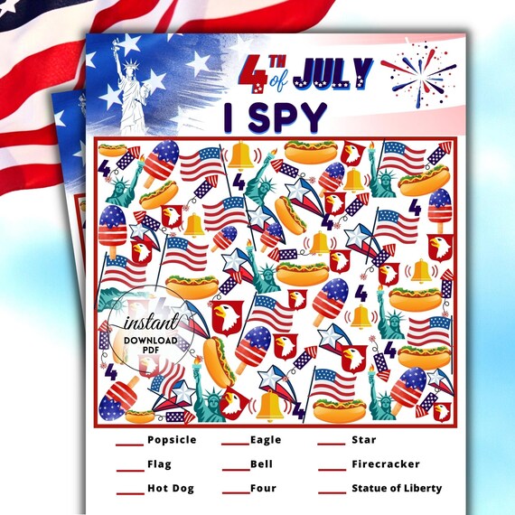 Fourth of July I Spy Game Independence Day Activity 4th of - Etsy
