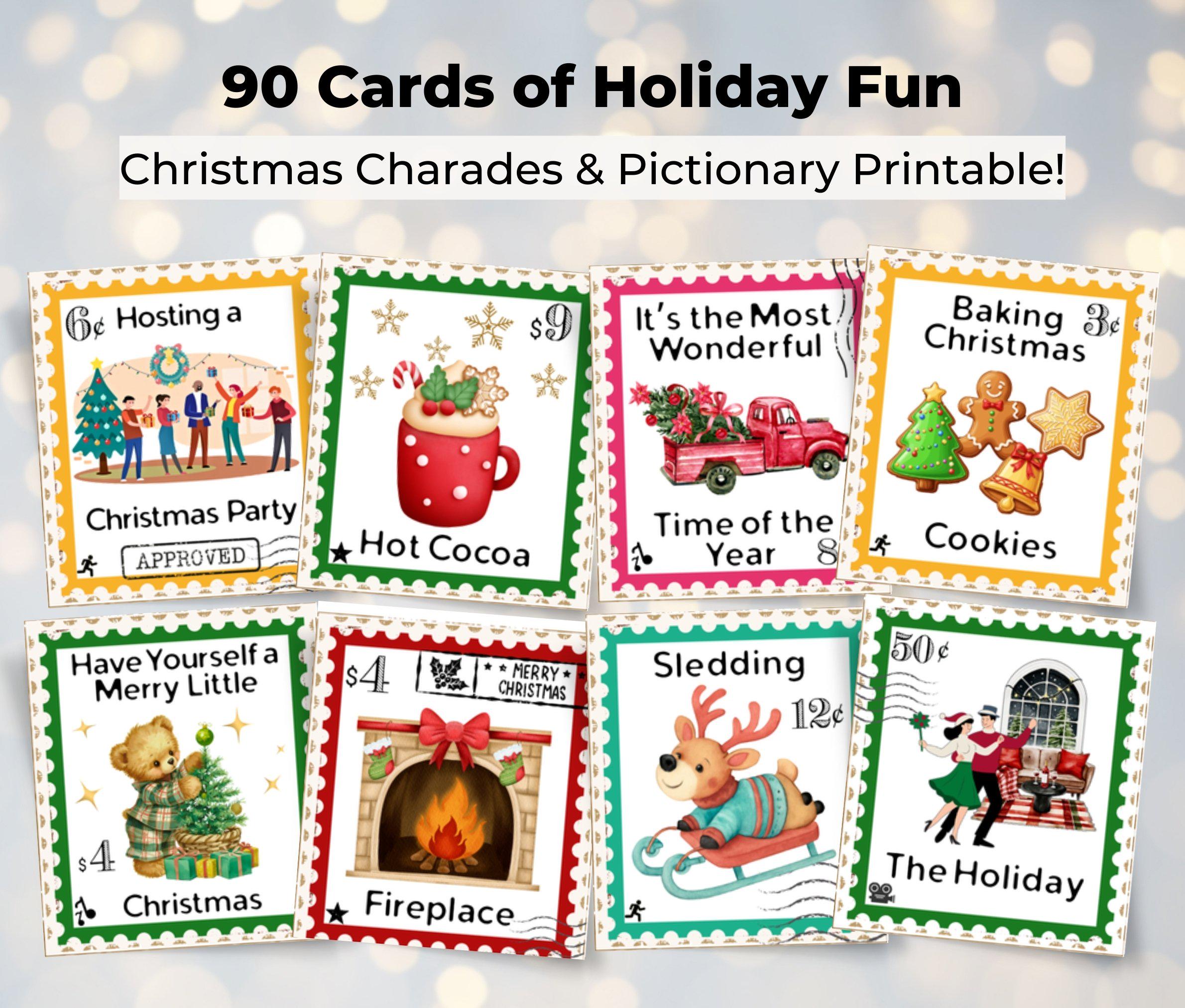 Christmas Charades Game: 90 Printable Cards for Holiday Party ...