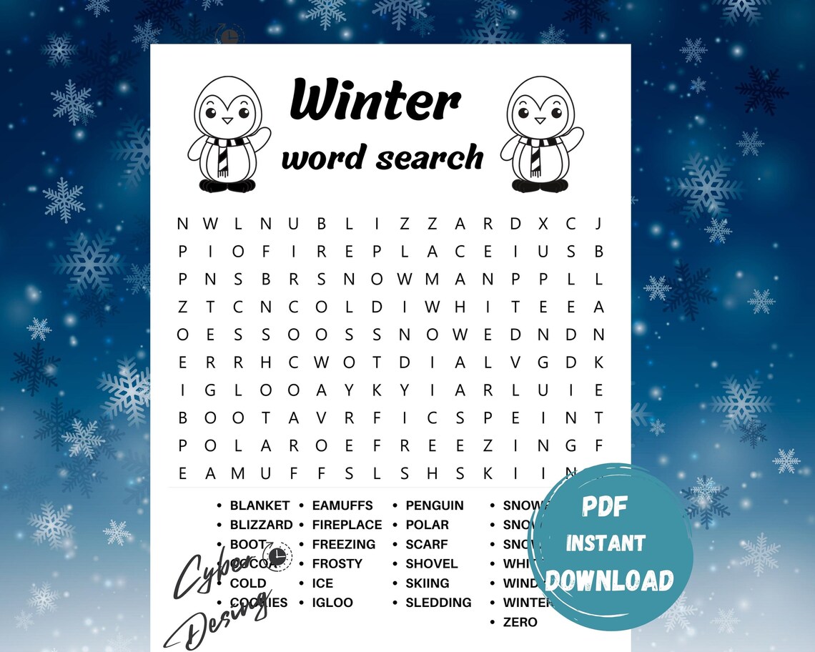 Winter Word Search Game | Fun Printable Winter Games | Wintertime ...