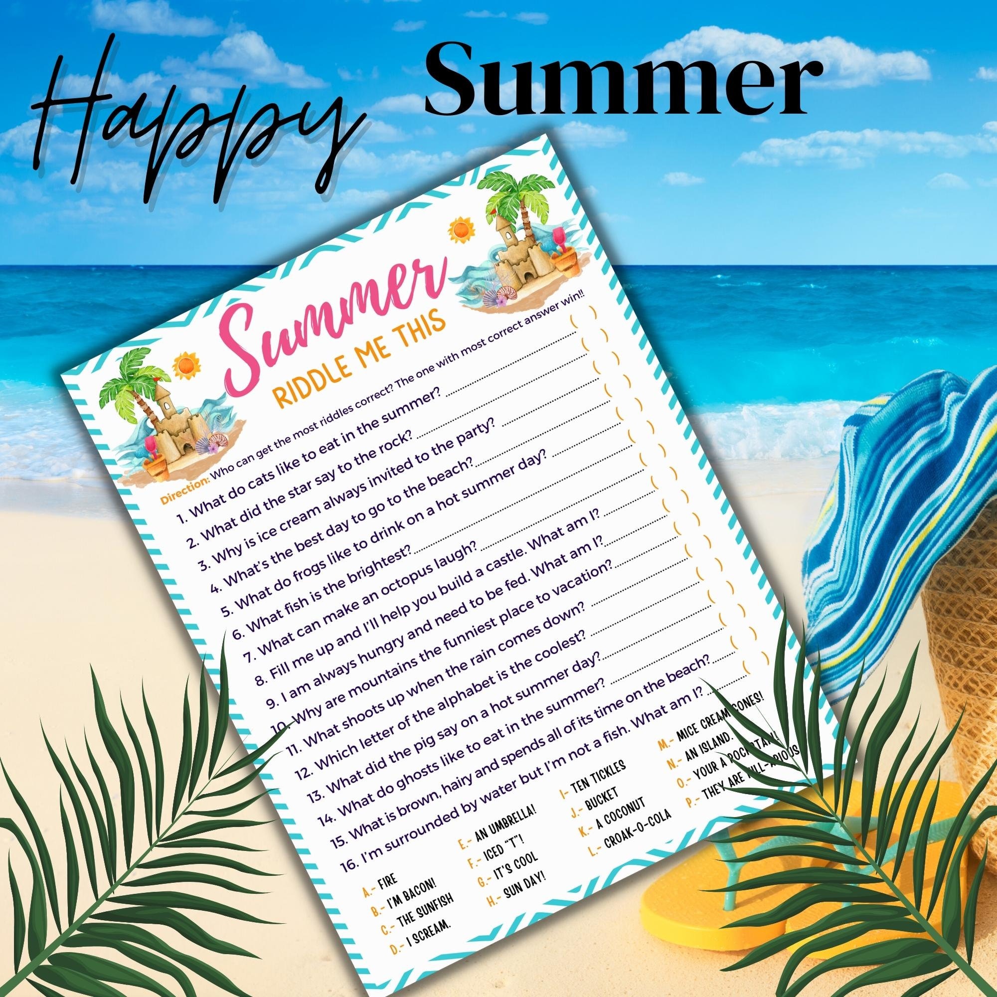 Riddle Game, Summer Activities, Riddle Printables for Kids & Adults ...