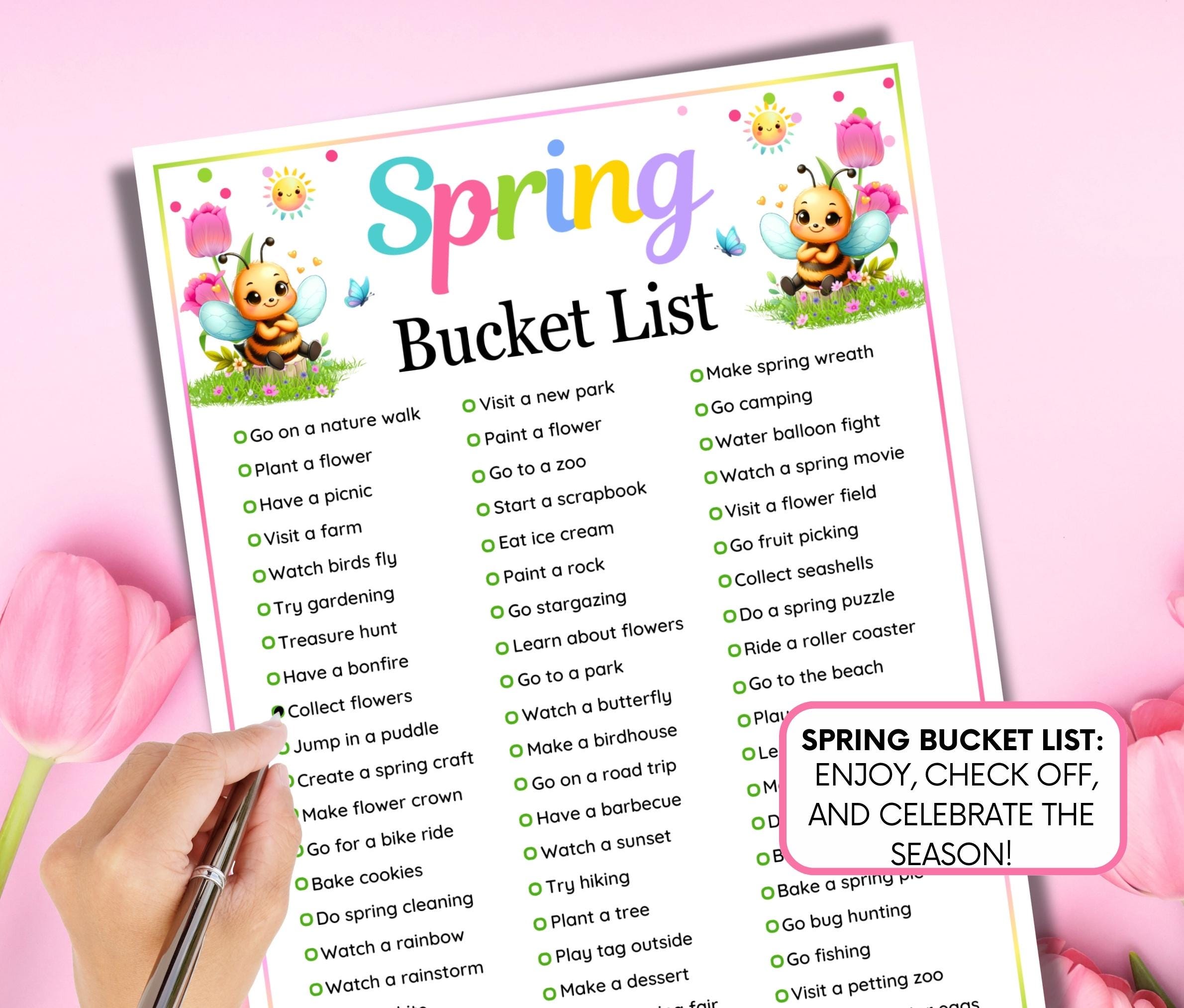 Spring Bucket List Printable, Spring Activities to Do List, Spring ...