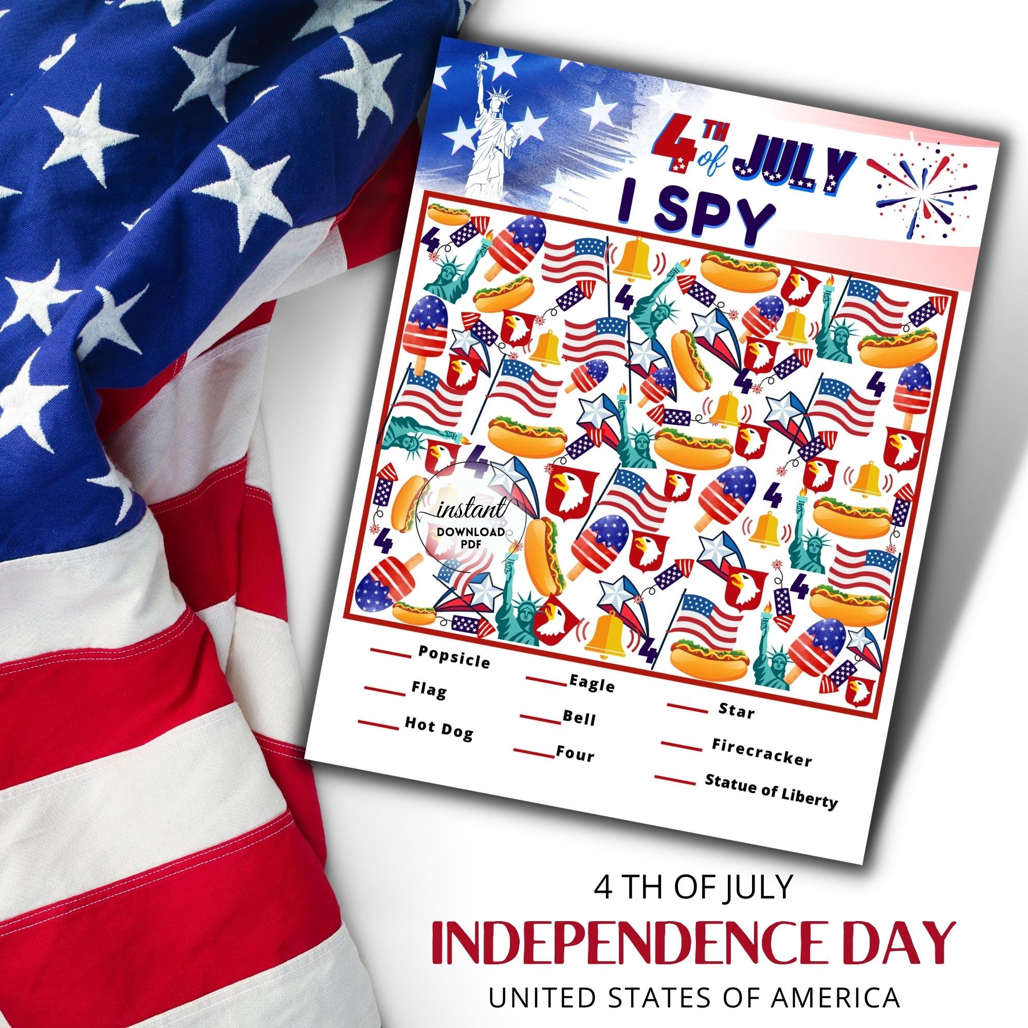 Fourth of July I Spy Game, Independence Day Activity, 4th of July ...