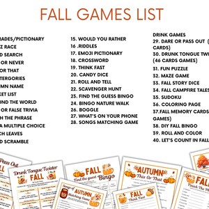 Fall Games Bundle: 40 Autumn Activities for Kids & Adults (PDF) - Etsy