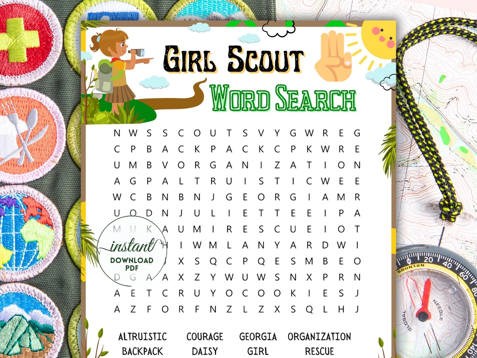 Girl Scout Word Search Game, Word Search, Scout Word Search, Girl Scout ...