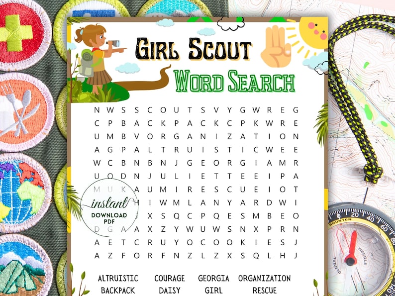 Girl Scout Word Search Game, Word Search, Scout Word Search, Girl Scout ...