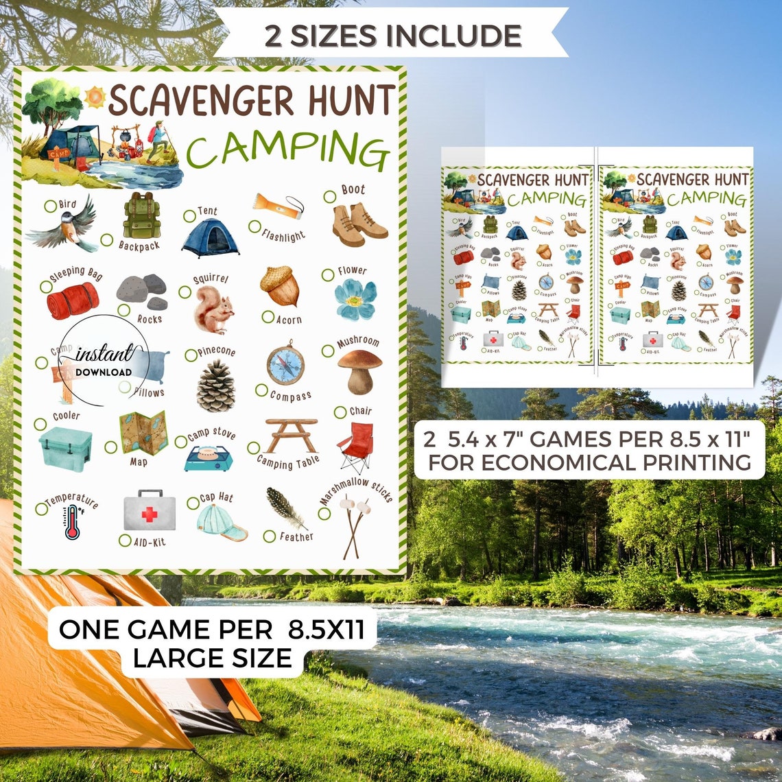 Camping Scavenger Hunt, Printable Nature Scavenger Hunt, Camping ...