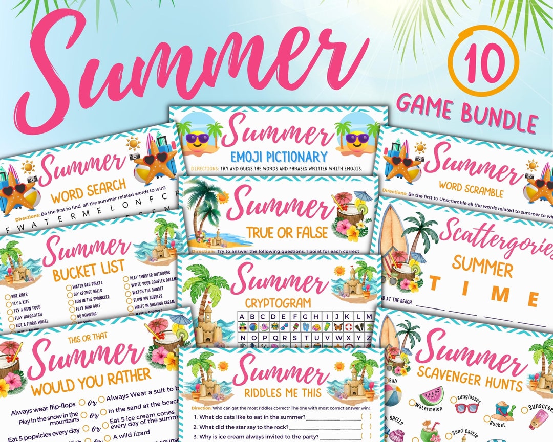 Summer Fun Games 10 Pack Games Printable Summer Games Road - Etsy
