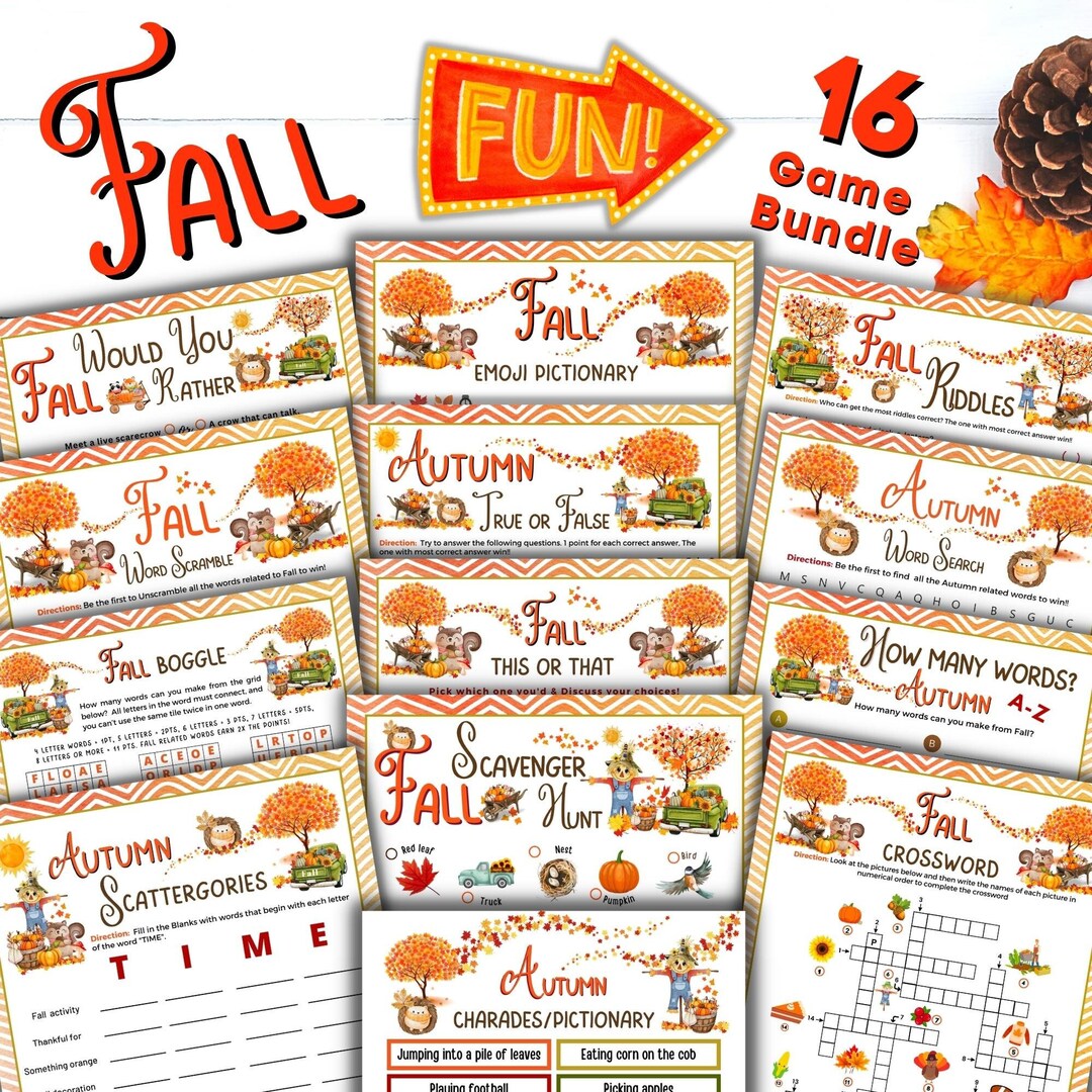 Fall Fun Games 16 Fall Autumn Games Autumn Printable - Etsy