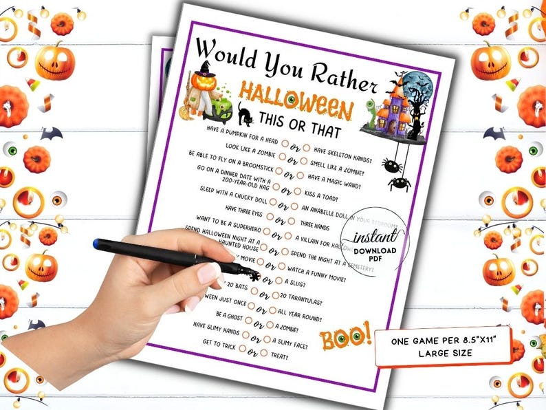 Halloween Would You Rather Game, Halloween This or That Game Printable ...