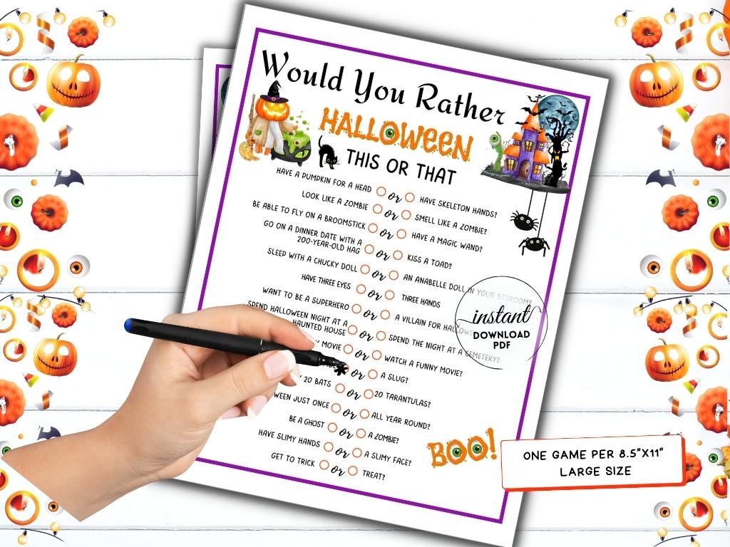 Halloween Would You Rather Game, Halloween This or That Game Printable ...