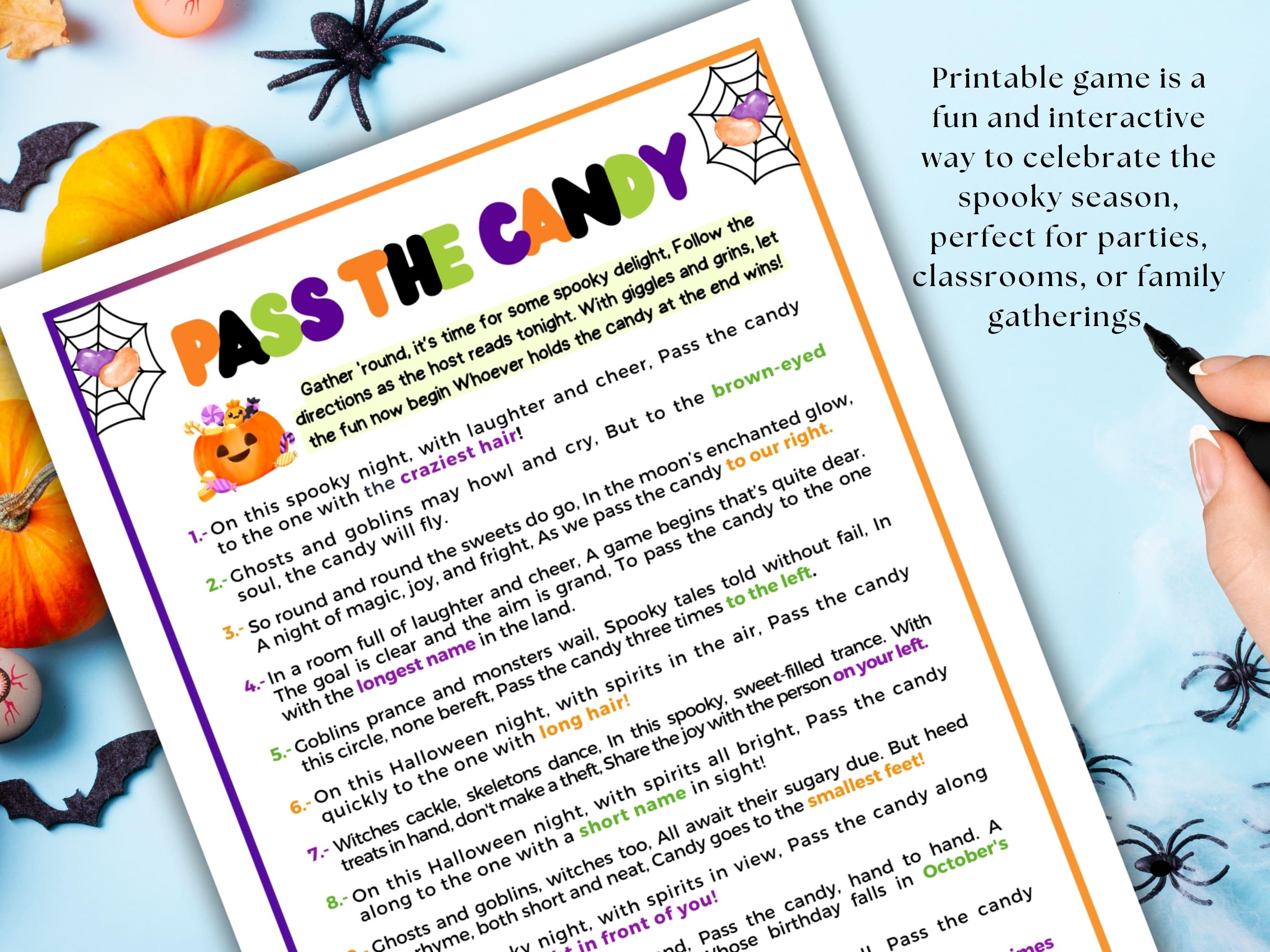 Halloween Pass the Candy Game,pass Prize Rhyme Game, Easy Fun Halloween ...
