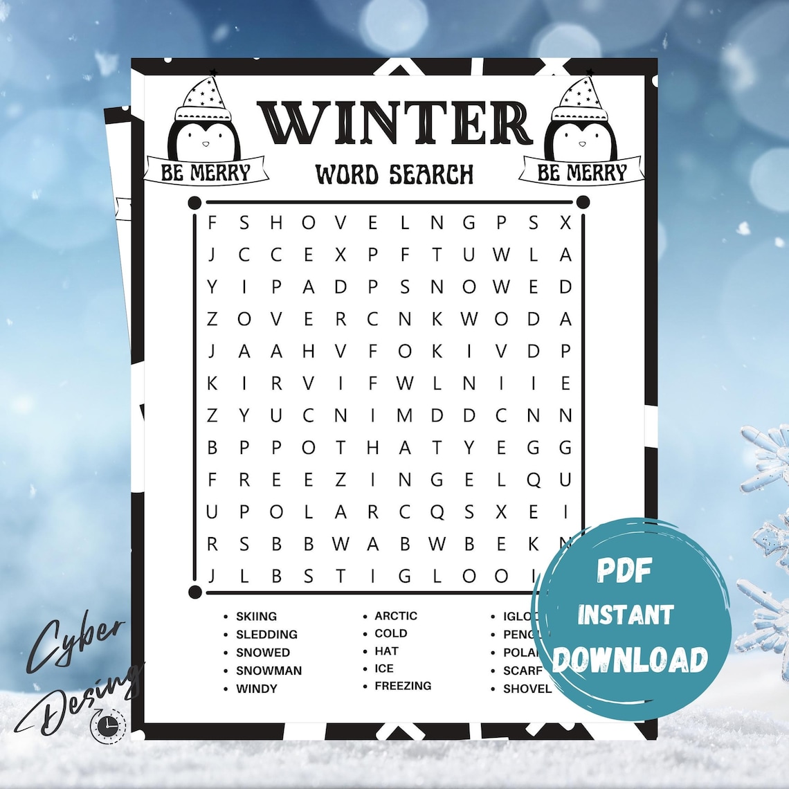 Winter Word Search Game Fun Printable Winter Games Wintertime ...
