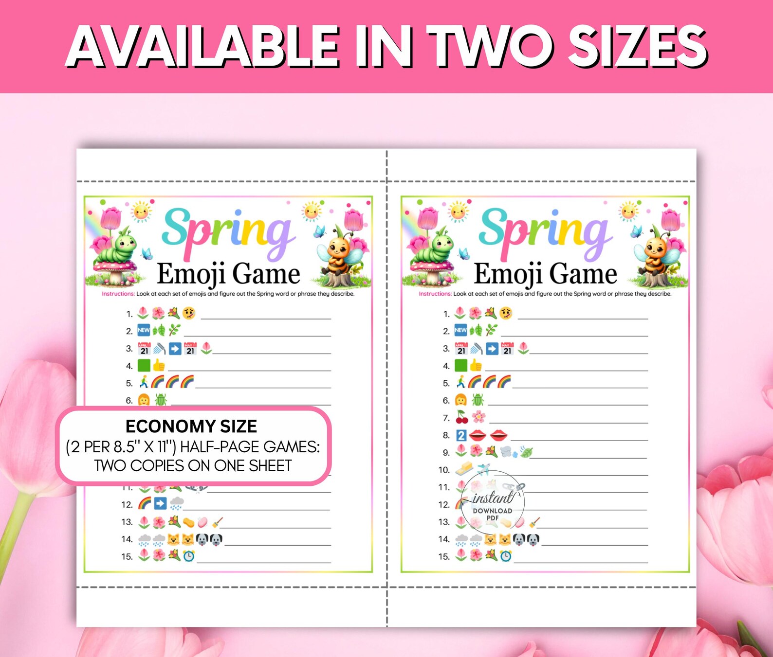 Spring Emoji Pictionary Game, Spring Party Game, Spring Family Game ...