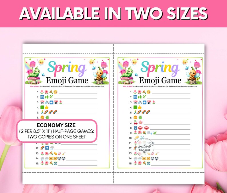 Spring Emoji Pictionary Game, Spring Party Game, Spring Family Game ...