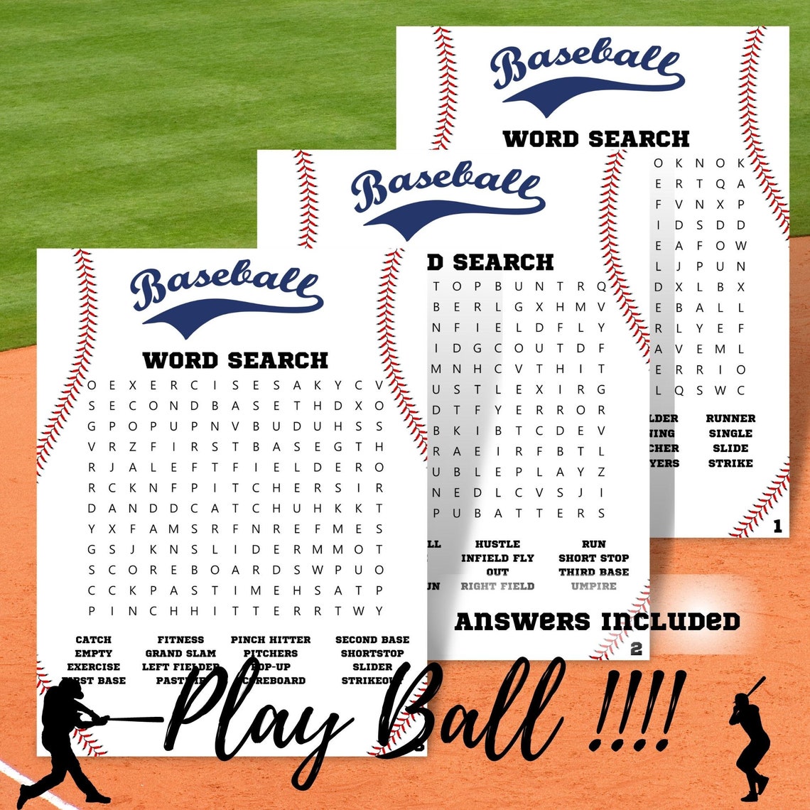 Baseball Word Search Game, Baseball Party Game, Baseball Printable Game ...