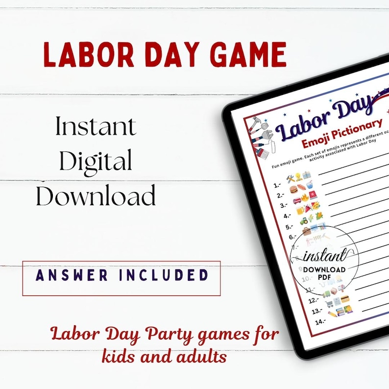 Labor Day Emoji Pictionary Trivia,labor Day Game, Patriotic Day ...