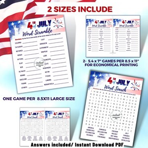 Fourth of July Game Bundle, Printable Fourth of July Games, Activities ...