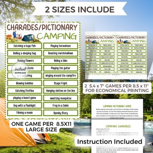 Camping Charades, Pictionary Card Game, Camping Activities for Kids ...