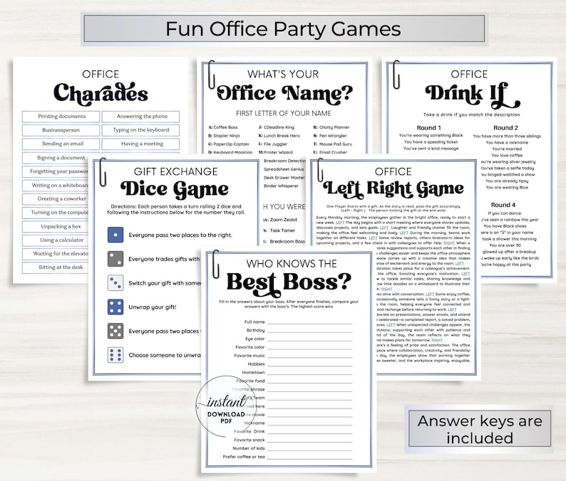 Printable Office Games Bundle: 50 Team Building Activities (PDF ...