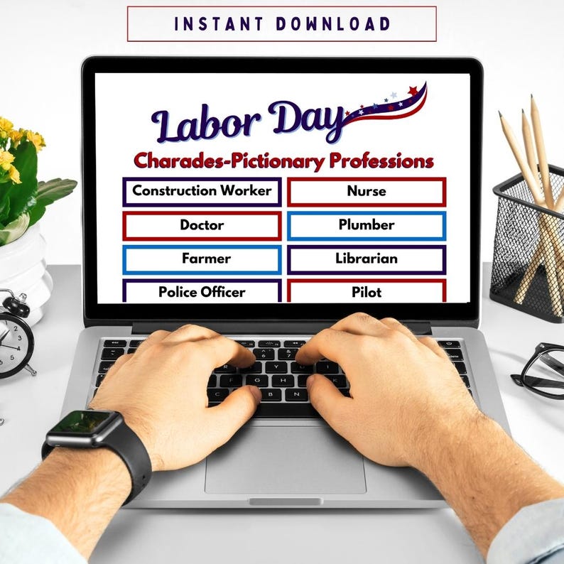 Labor Day Charades-pictionary Game,labor Day Game,ice Breaker Game ...