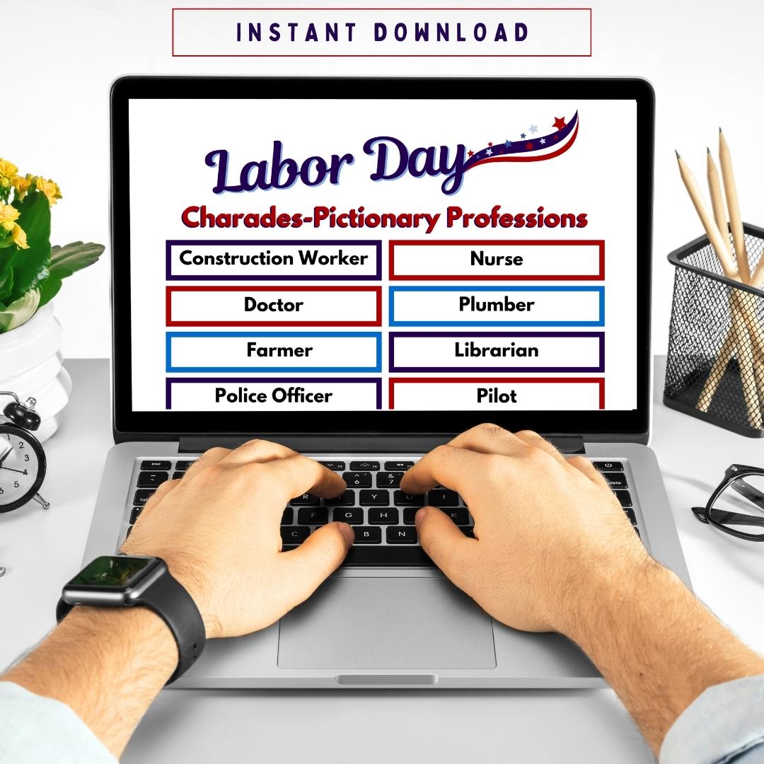 Labor Day Charades-pictionary Game,labor Day Game,ice Breaker Game ...