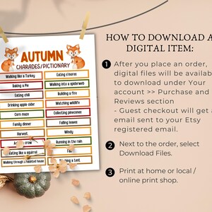 Autumn Charades & Pictionary Game: Family Fun (PDF Download) - Etsy