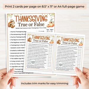 Thanksgiving Trivia Game: True or False Quiz (PDF Printable) - Etsy