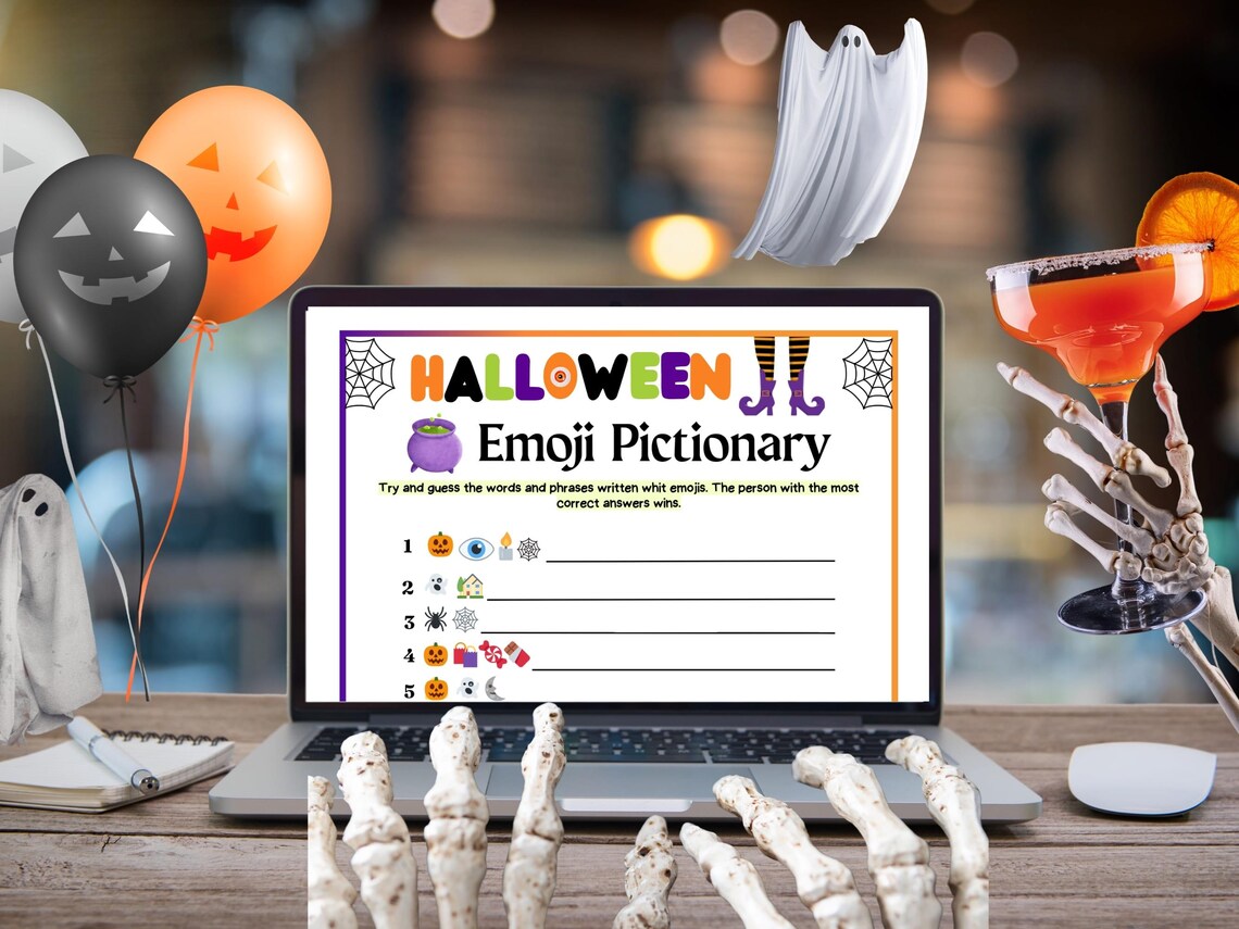 Halloween Emoji Pictionary Printable Game, Halloween Party Games ...