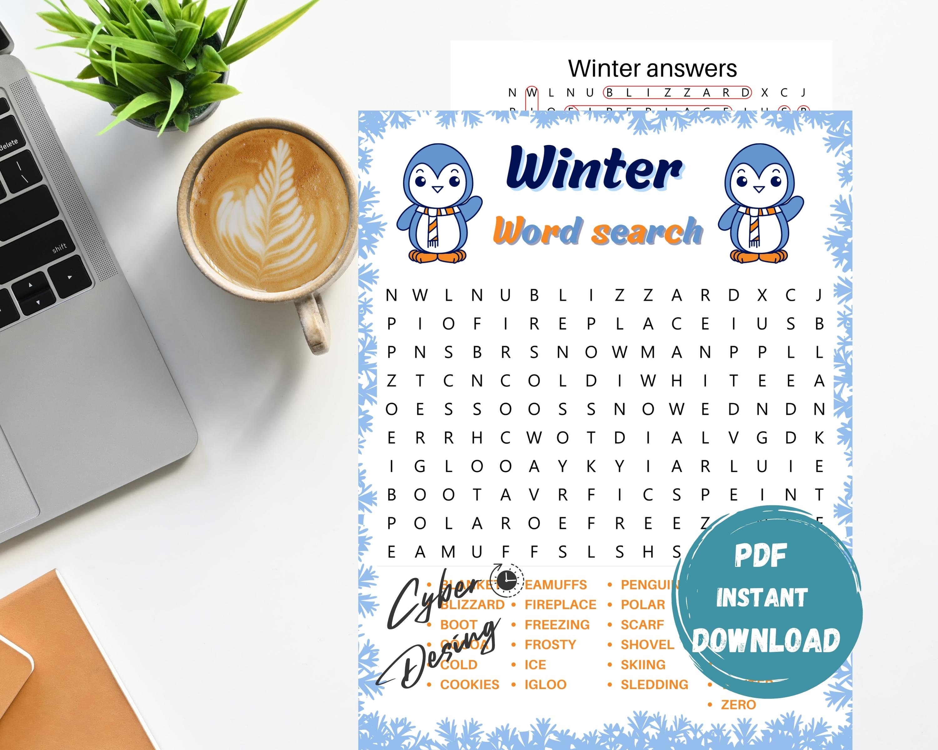 Winter Word Search Game | Fun Printable Winter Games | Wintertime ...