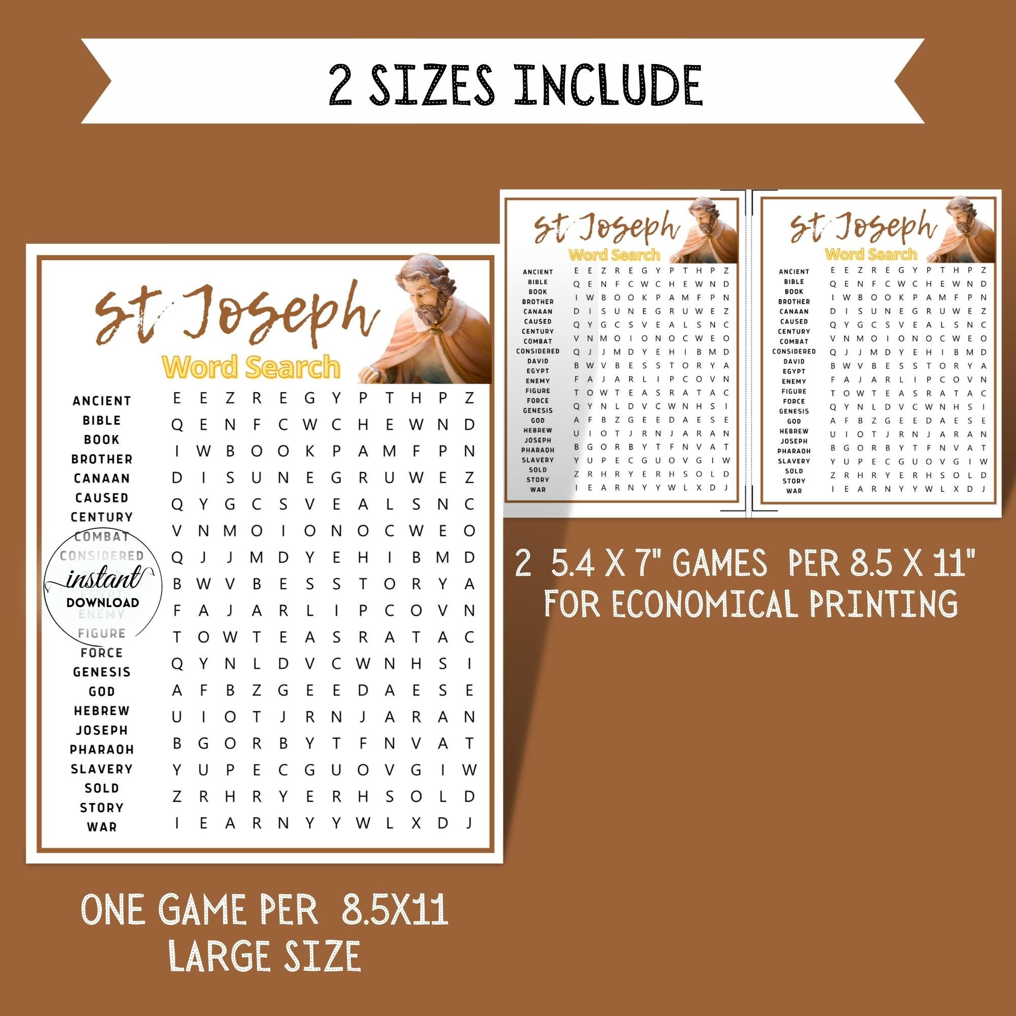 St Joseph Word Search Game, Bible Word Search, Bible Activities Print ...